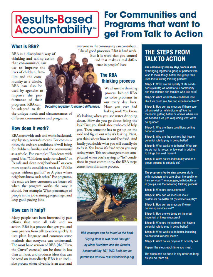 Results-Based Accountability One-Pager - RBA Implementation Guide